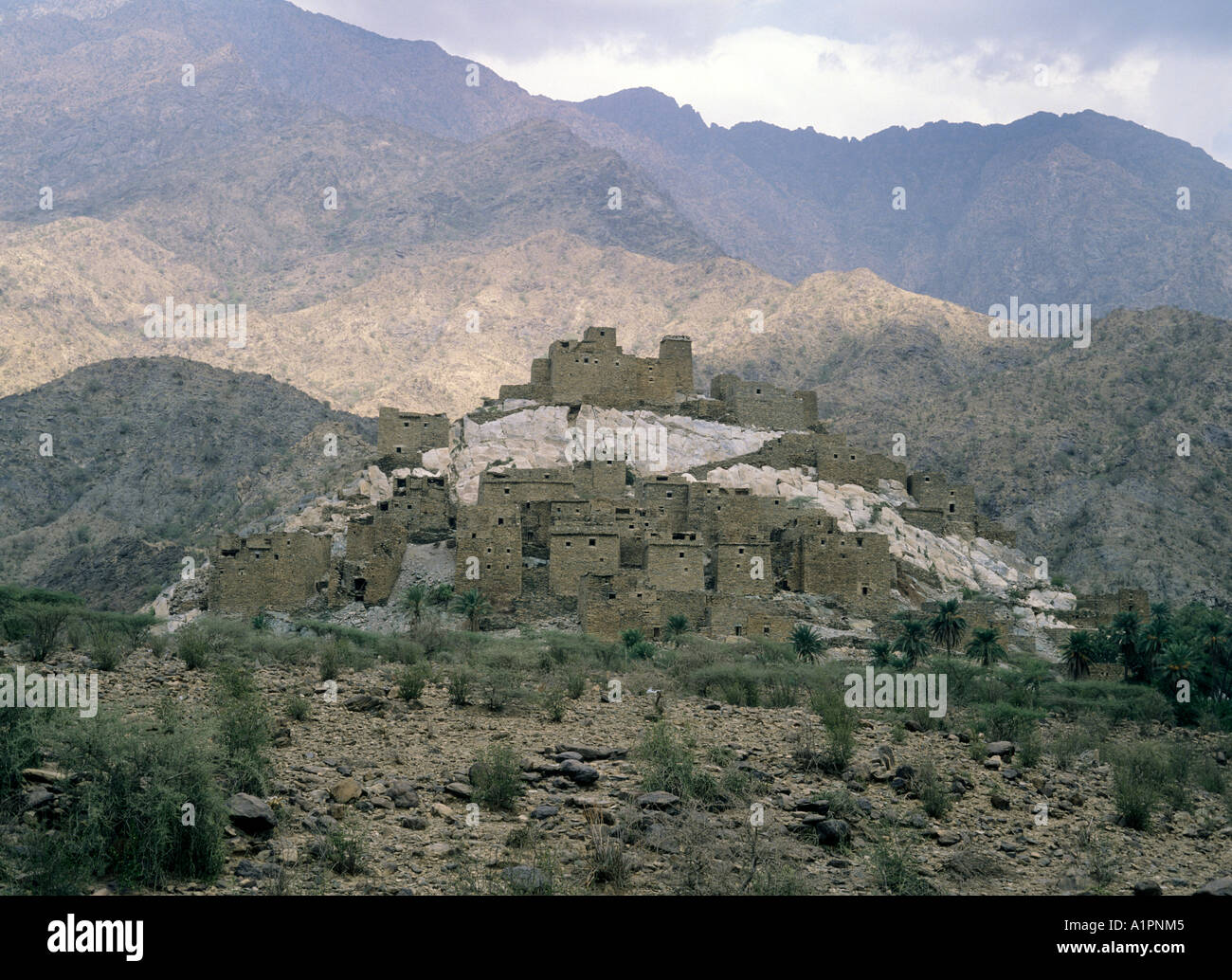 Marble Village of Dhee Ayn Village of slate houses, built on a white ...