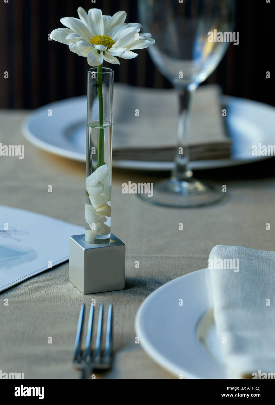 Close up of a delicate flower vase on a dining table Stock Photo - Alamy