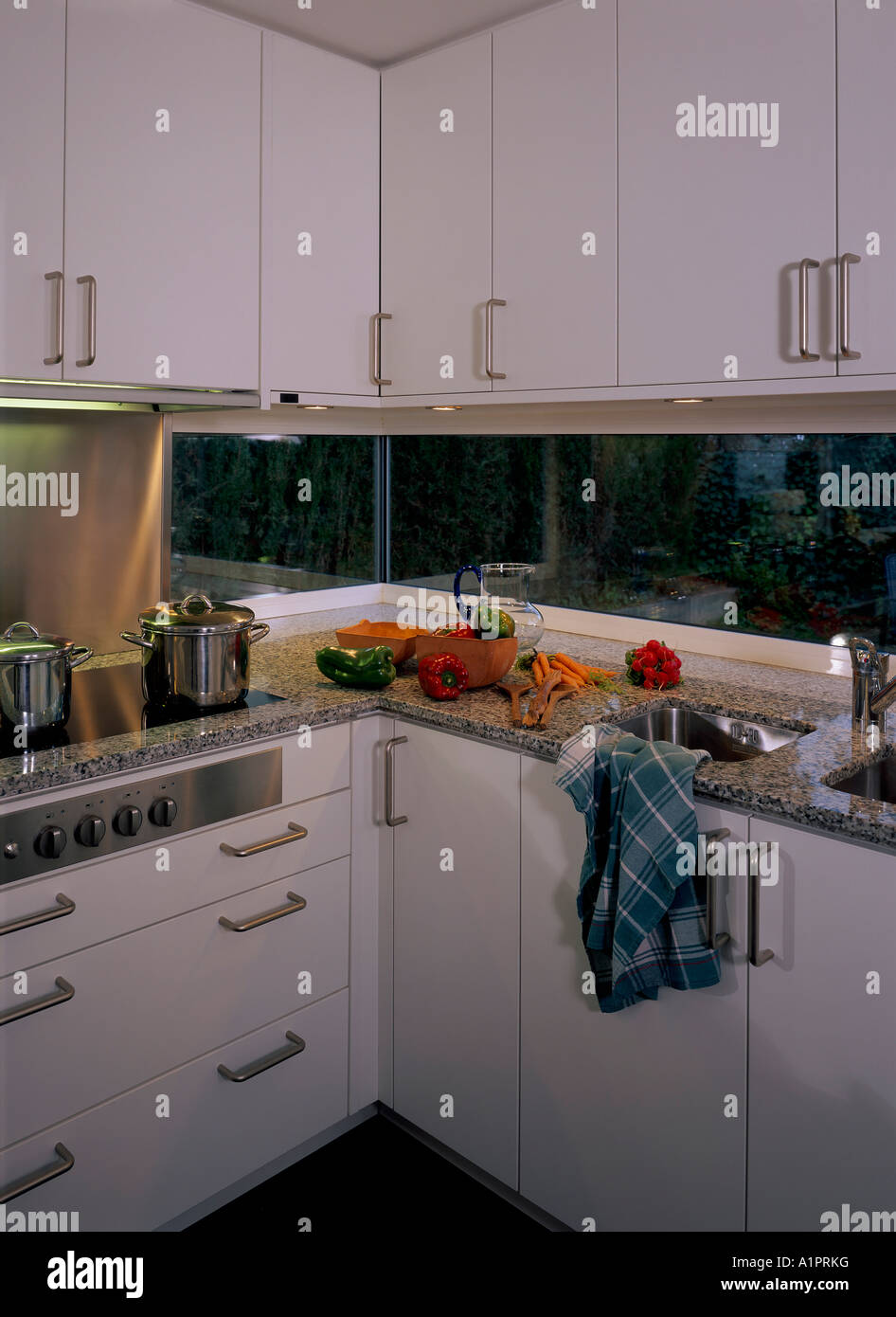 View of a kitchen counter with vegetables Stock Photo - Alamy