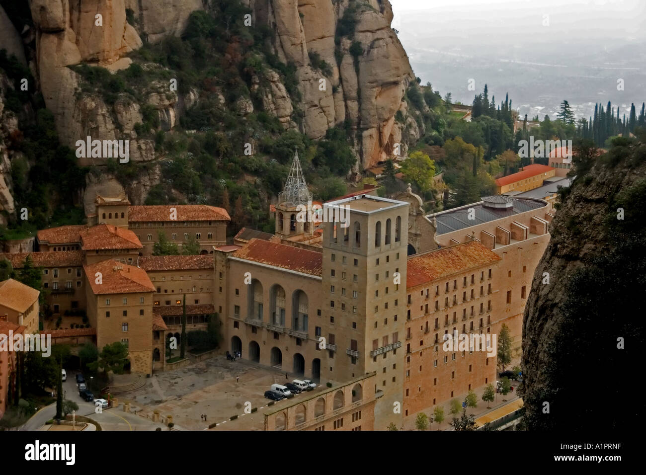 Montserrat Monastery as viewed from above Stock Photo - Alamy