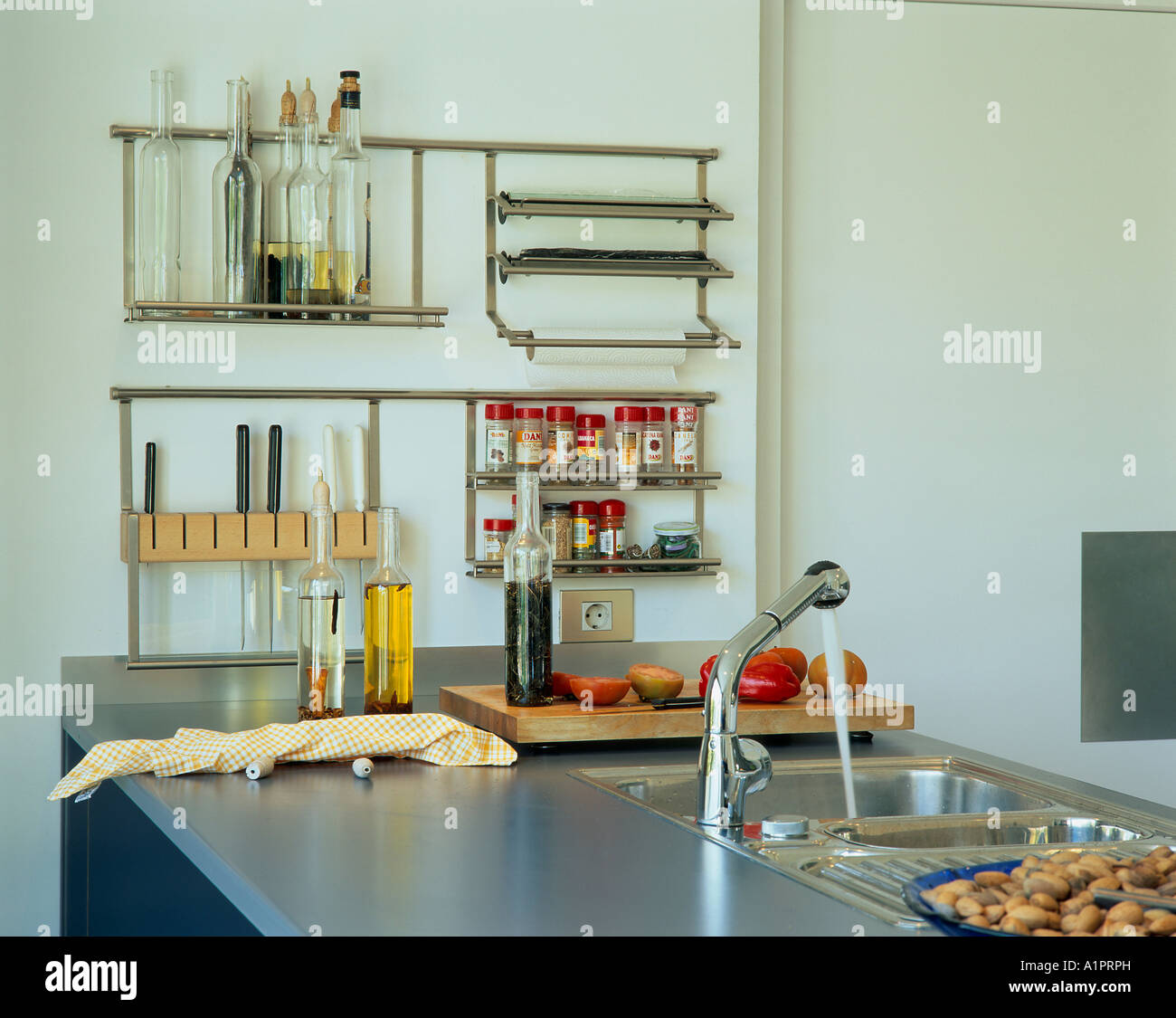 View of a well arranged kitchen Stock Photo - Alamy