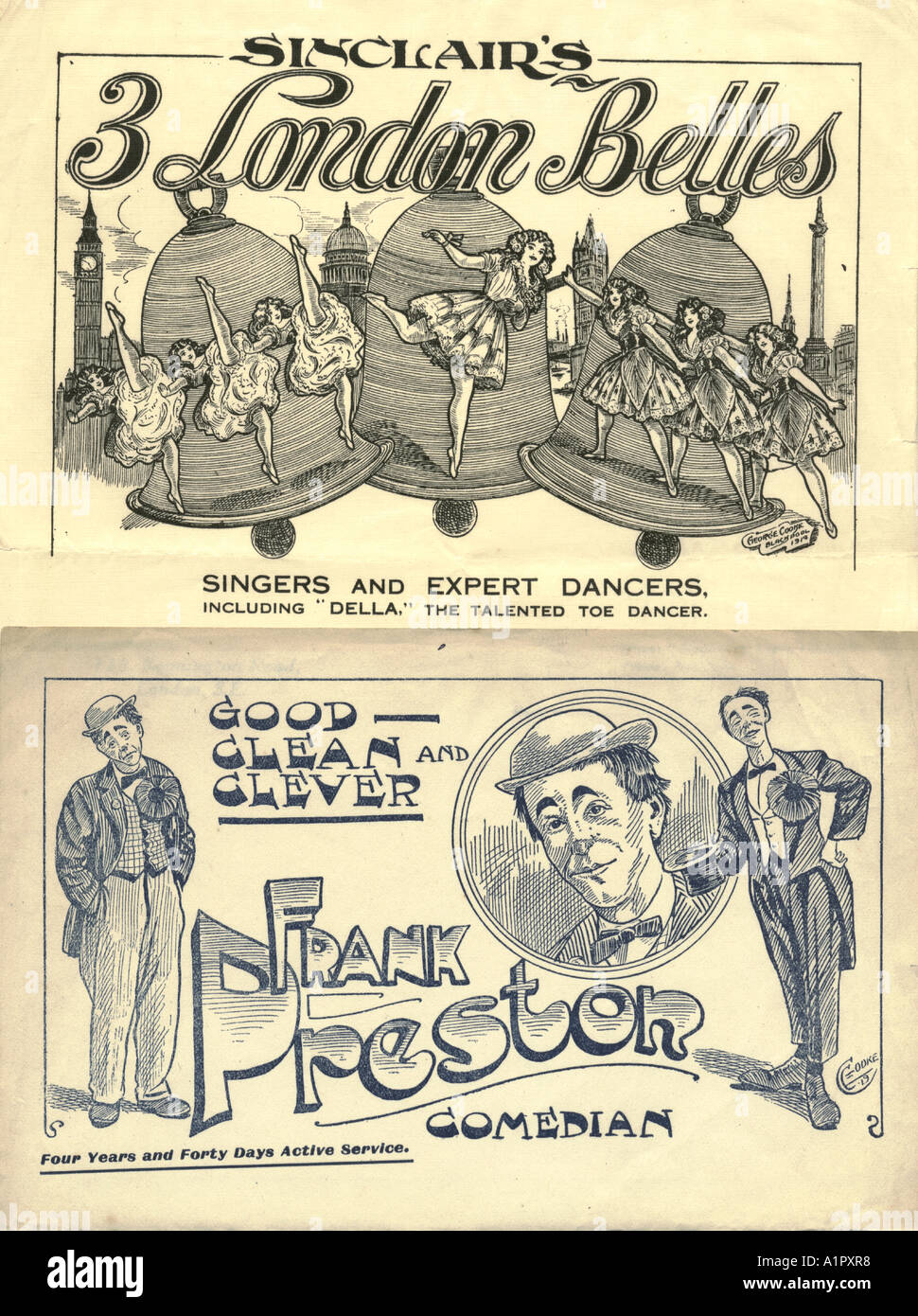 Music Hall artistes pictorial writing paper circa 1912 Stock Photo - Alamy