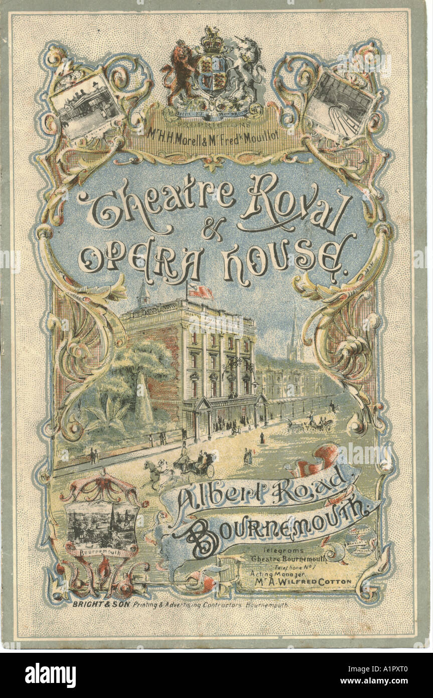 Theatre Royal & Opera House, Bournemouth programme 1897 Stock Photo - Alamy