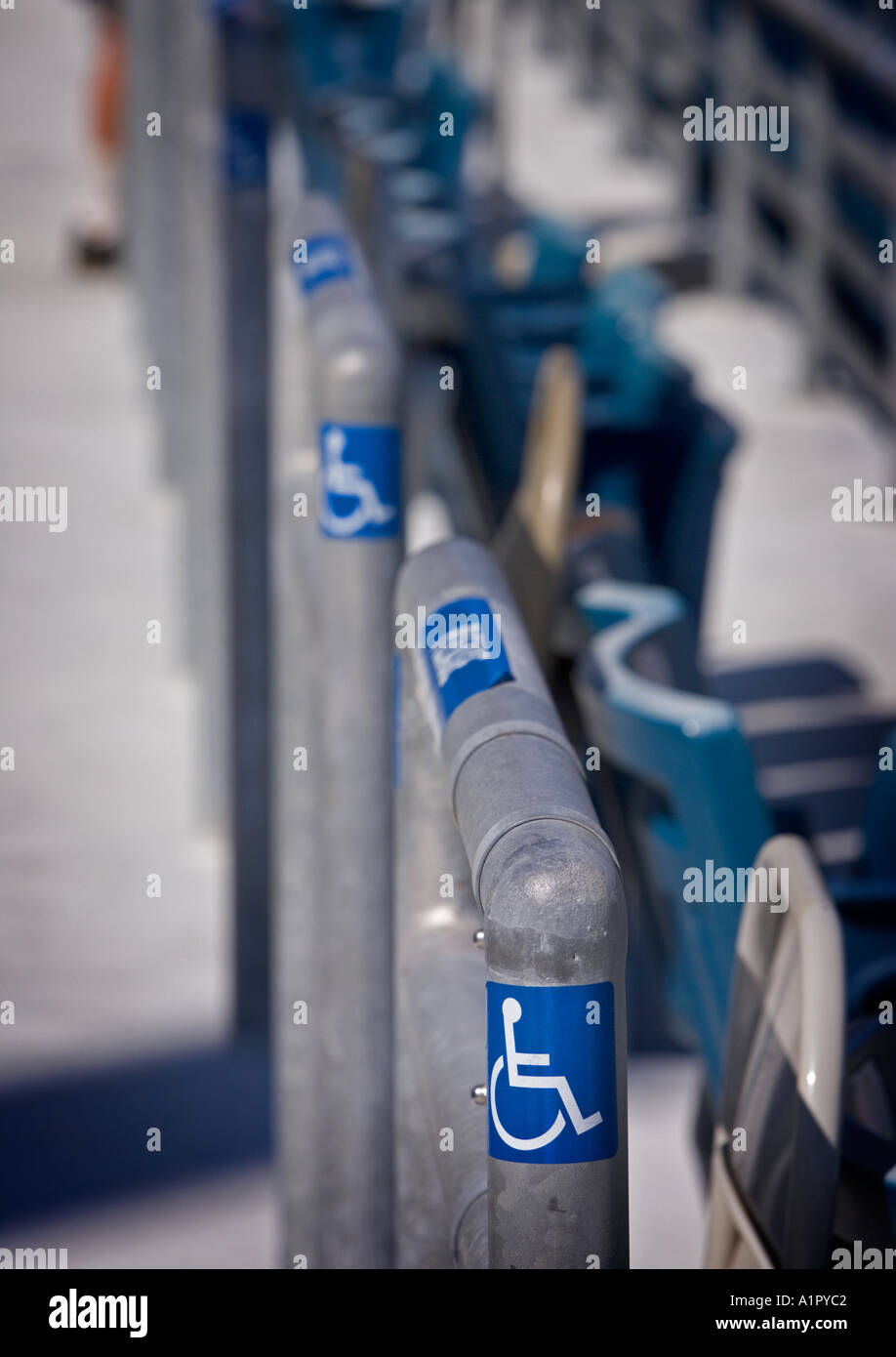 Sign showing handicapped section in a ballpark Stock Photo - Alamy