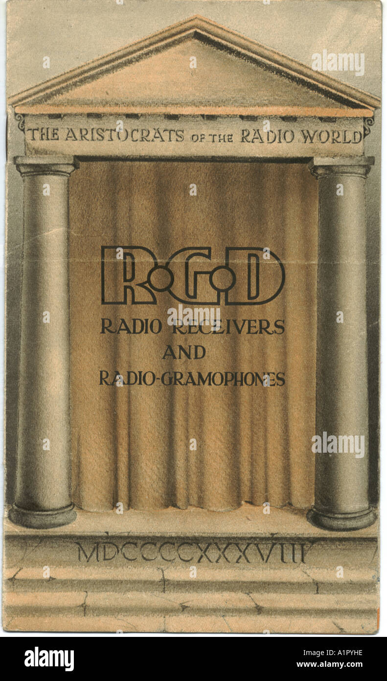 RGD Radio Receivers and Radio-Gramophones Catalogue 1938 Stock Photo ...