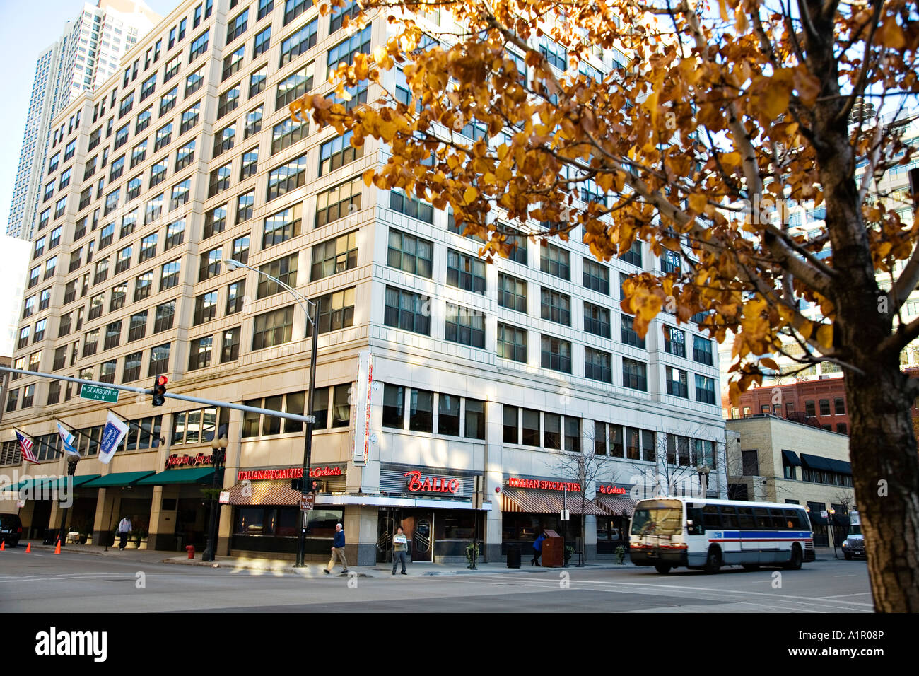 ILLINOIS Chicago Dearborn Street in River North neighborhood ...