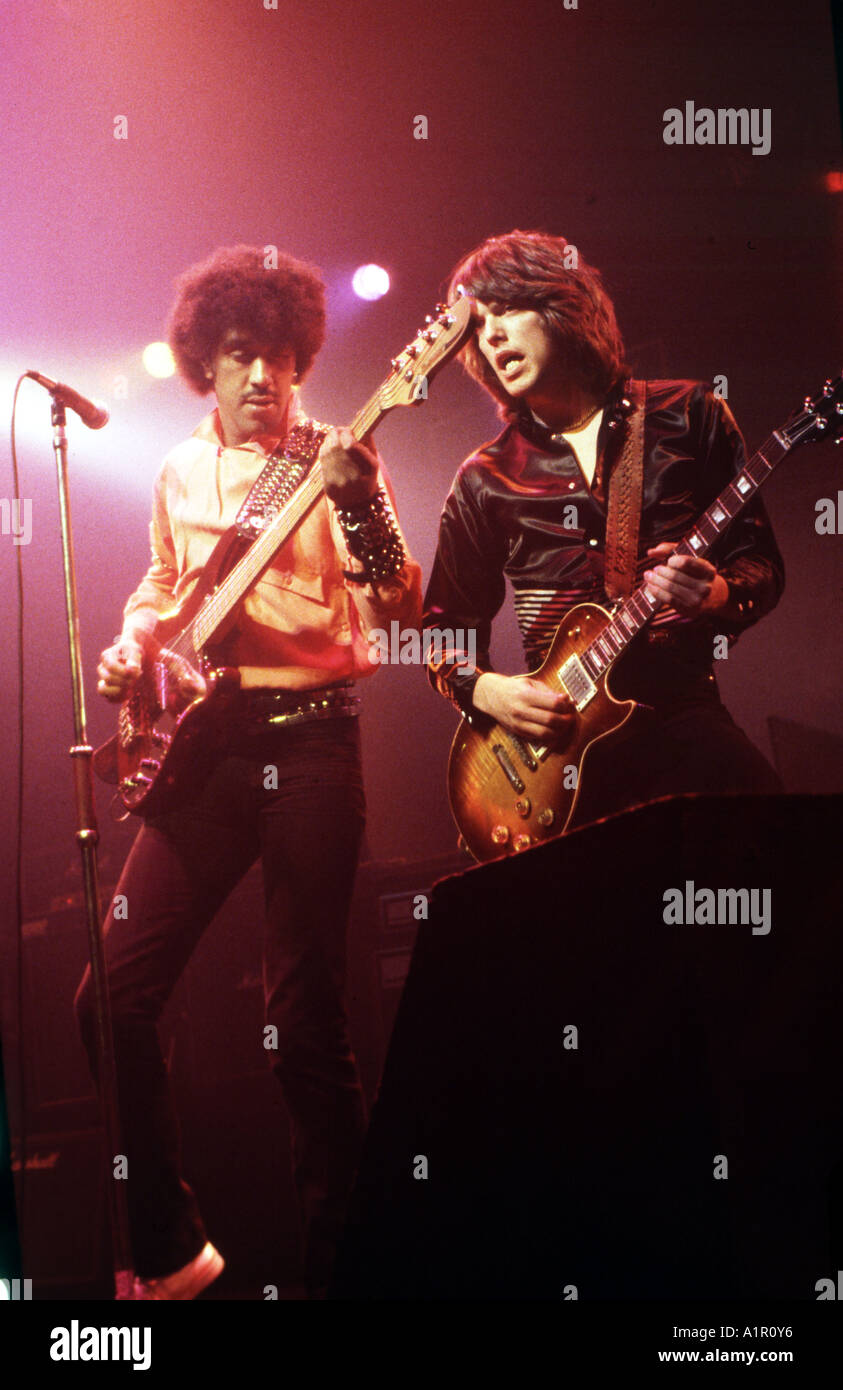 THIN LIZZIE - Phil Lynott at left and Scott Gorman about 1980 Stock ...
