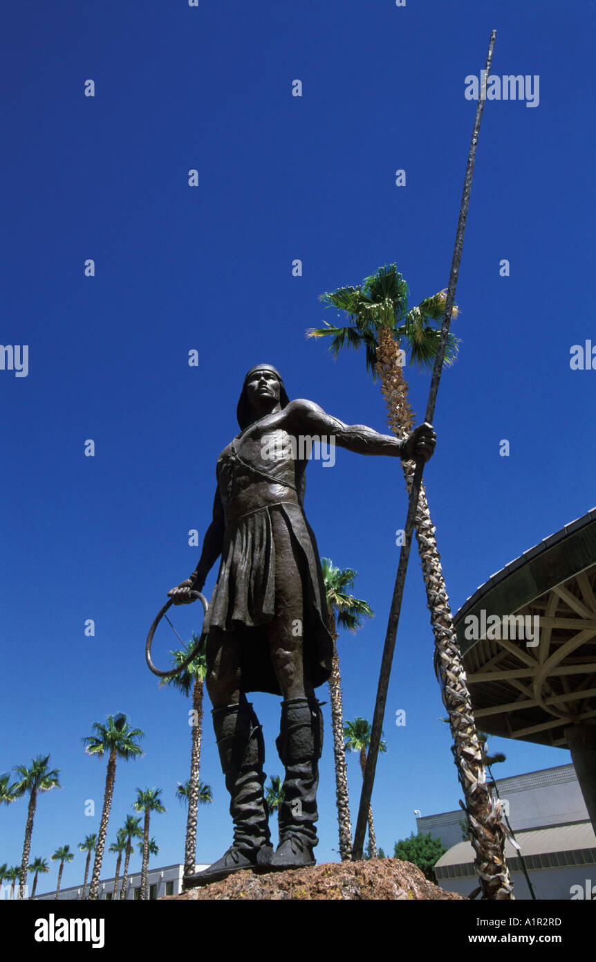 A statue of an Apache Indian in front of the Apache Gold Casino on the ...