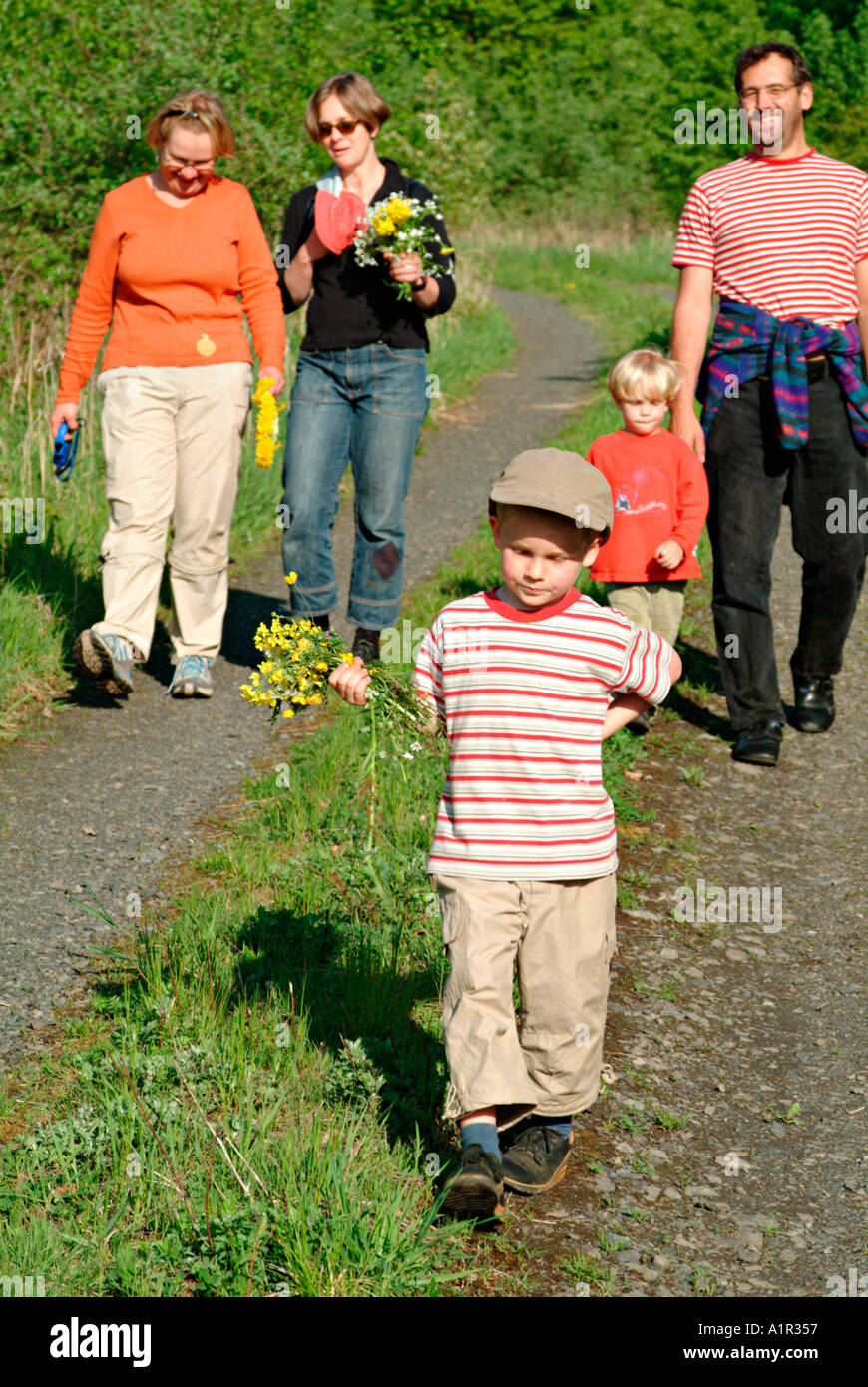 children and adults having a walk in the nature MR Stock Photo - Alamy