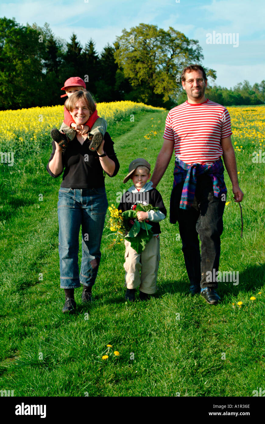 family having a walk in the nature MR Stock Photo - Alamy
