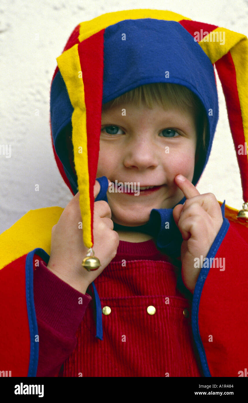 little boy dressed up as jester MR Stock Photo - Alamy