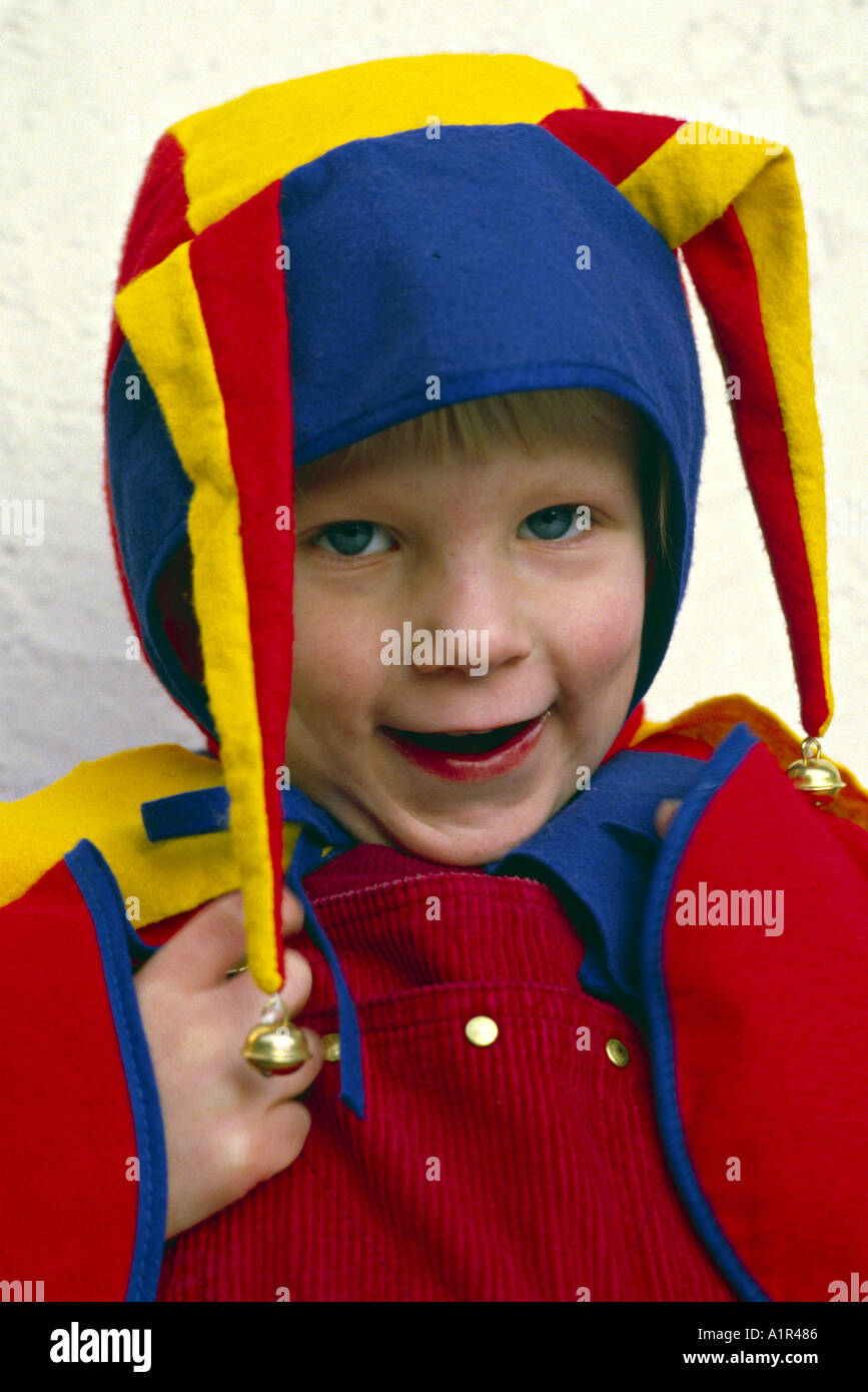 little boy dressed up as jester MR Stock Photo - Alamy