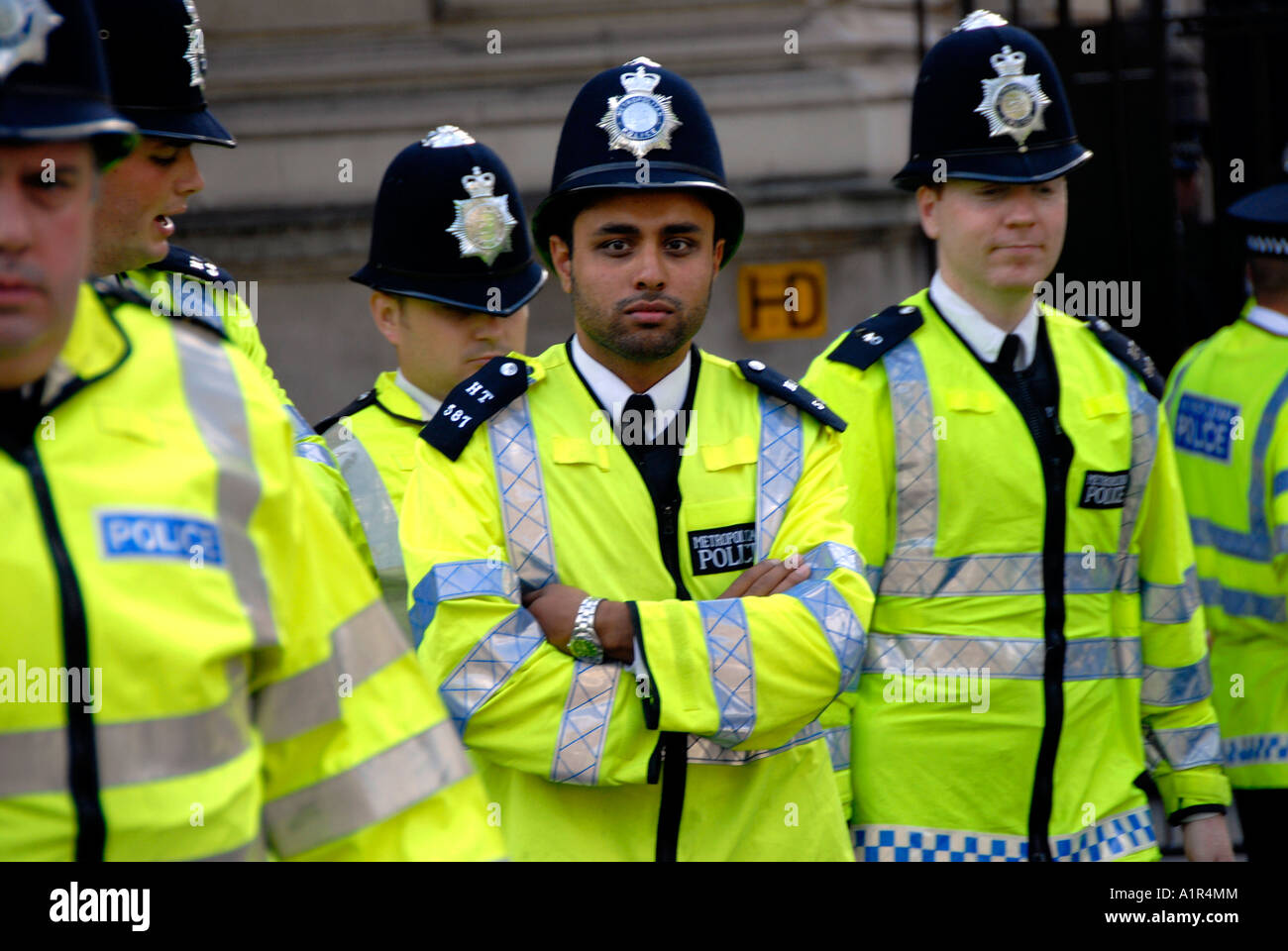 Police officers in Line up in central London Stock Photo - Alamy