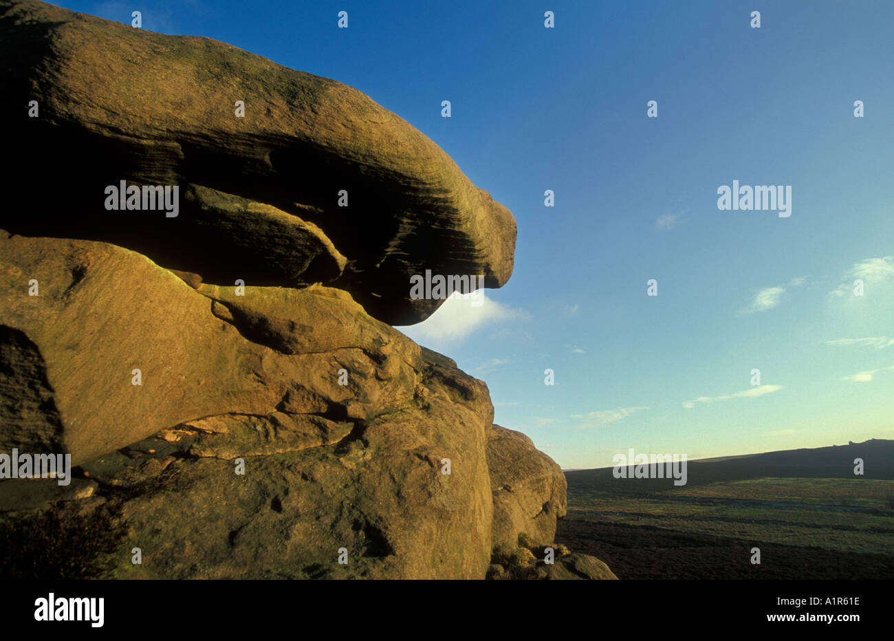 Gritstone rock formation in the Roaches Staffordshire England UK GB EU ...