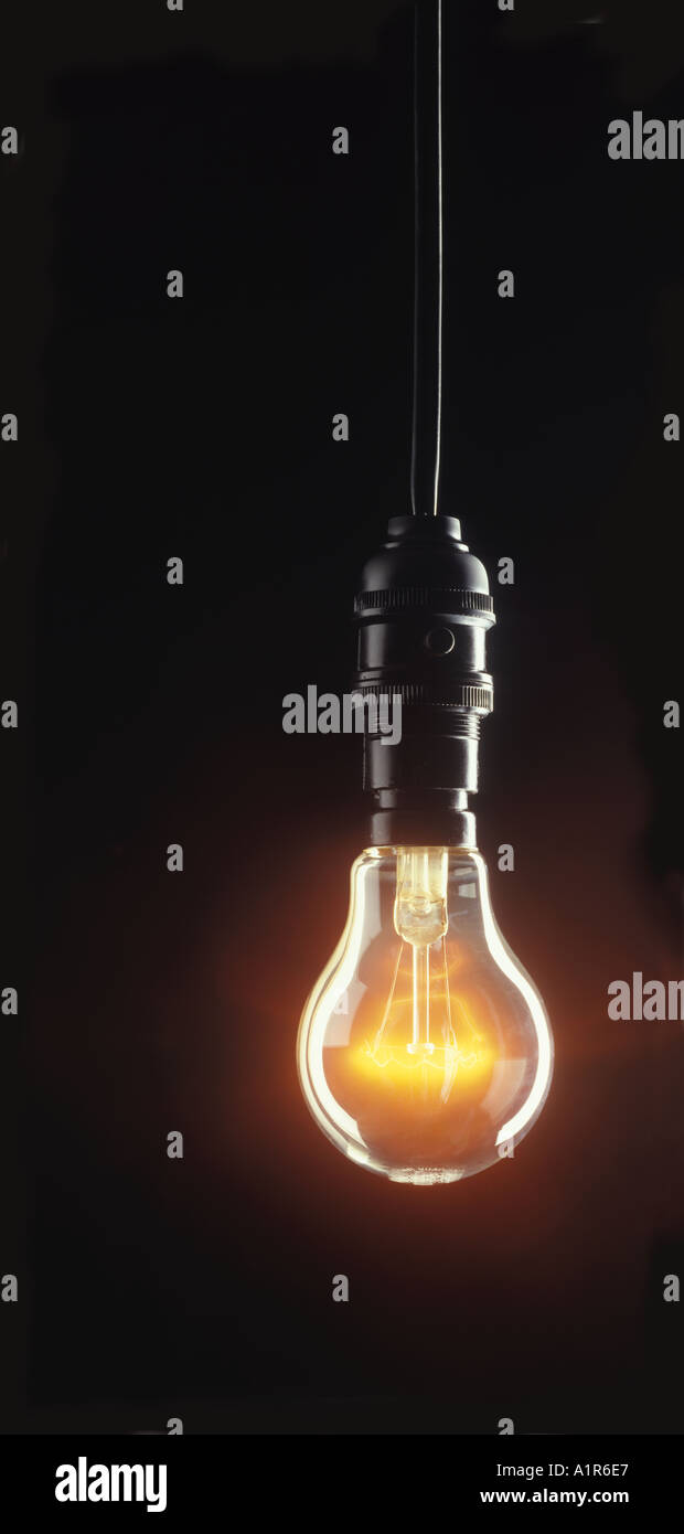 Hanging Bare Light Bulb Stock Photo - Alamy