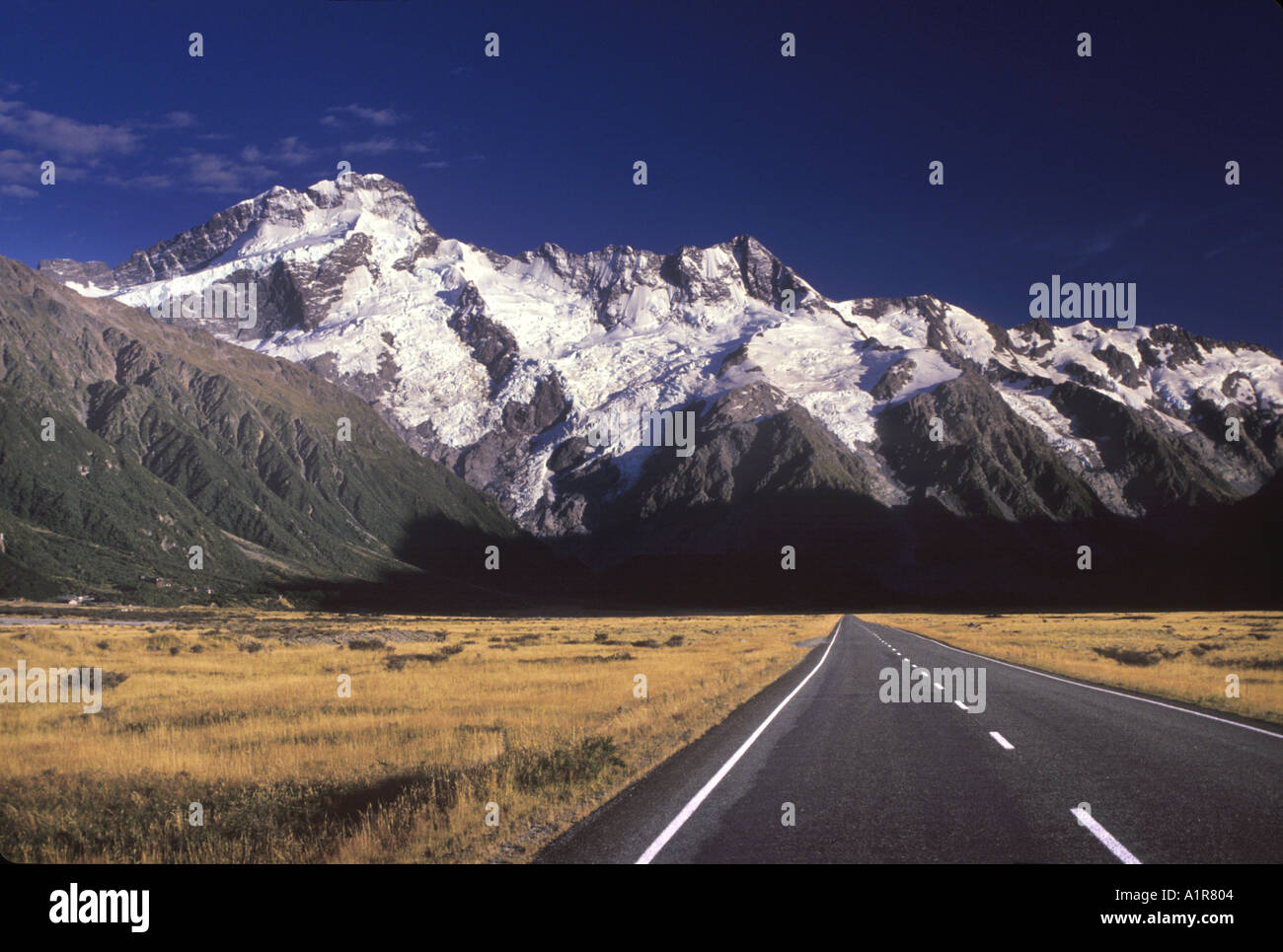 Mt. Cook With Road, New Zealand Stock Photo - Alamy