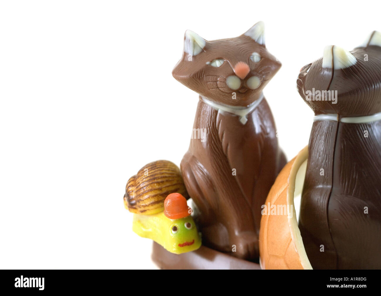 Chocolate cats and snail Stock Photo - Alamy