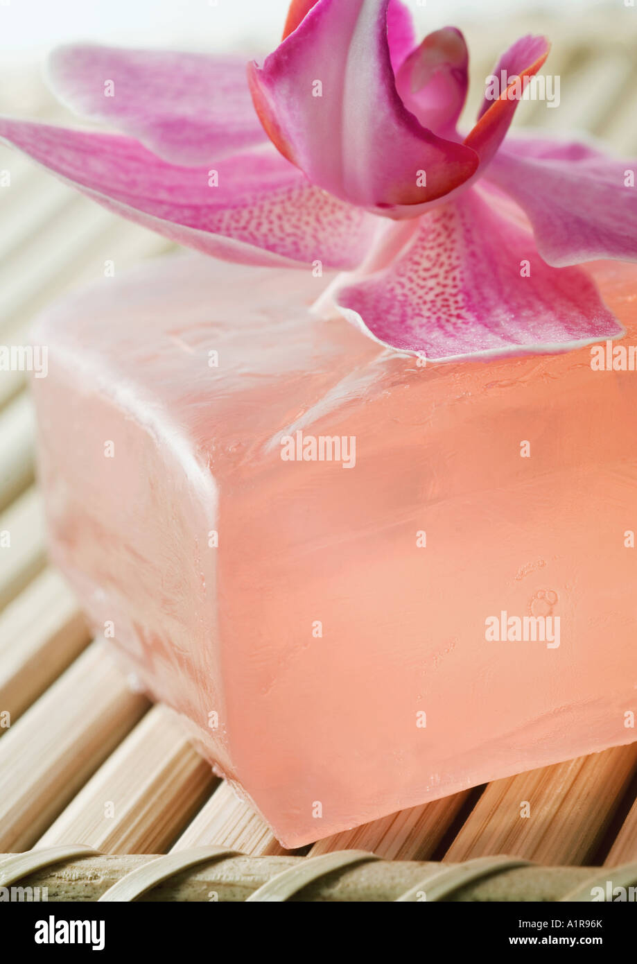 Orchid flower and bar of soap Stock Photo - Alamy