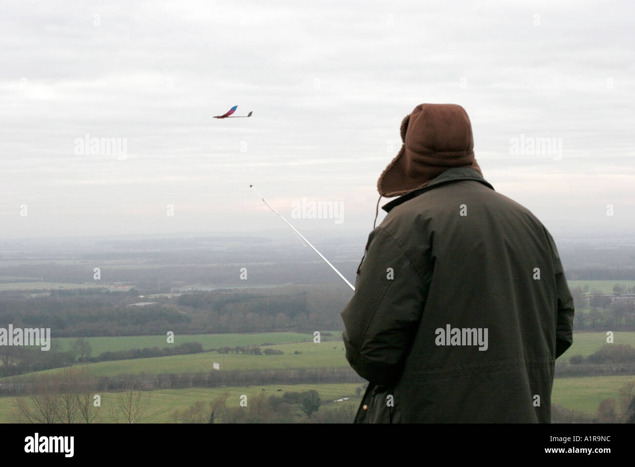 Man flying Radio Controlled Glider Stock Photo - Alamy