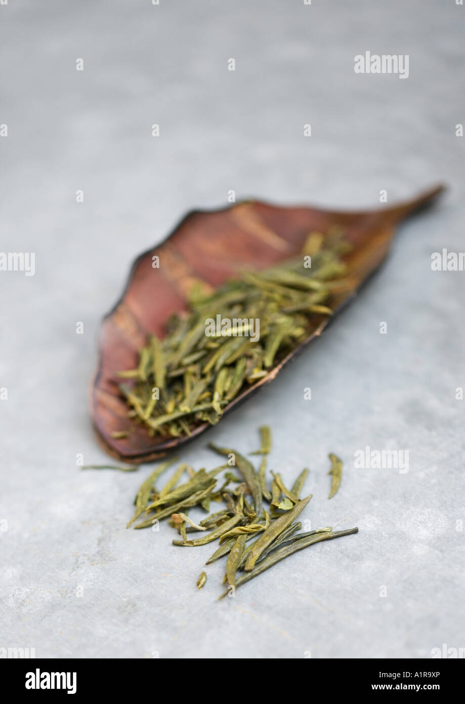 Green tea leaves Stock Photo - Alamy