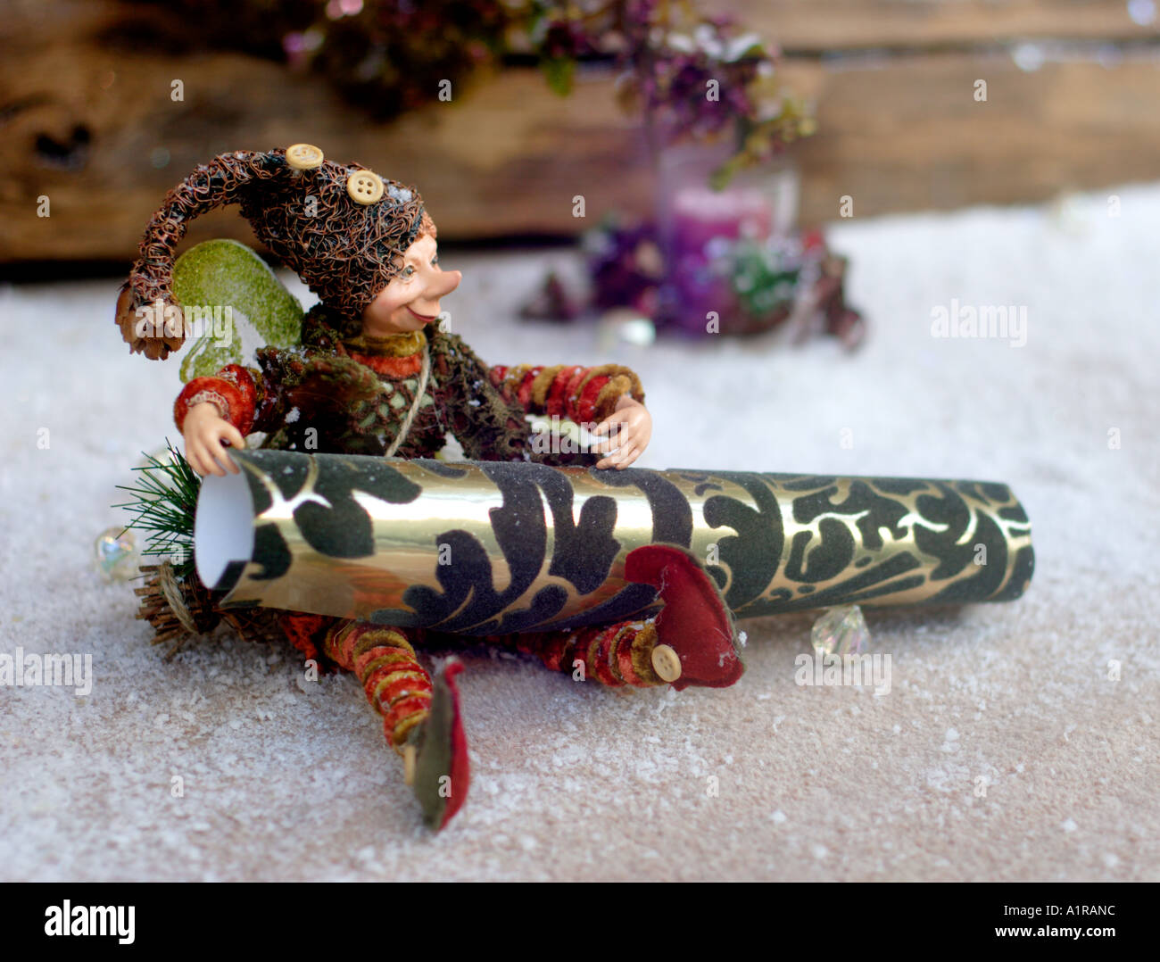 Pixie doll on Christmas display in Shop Window Stock Photo - Alamy