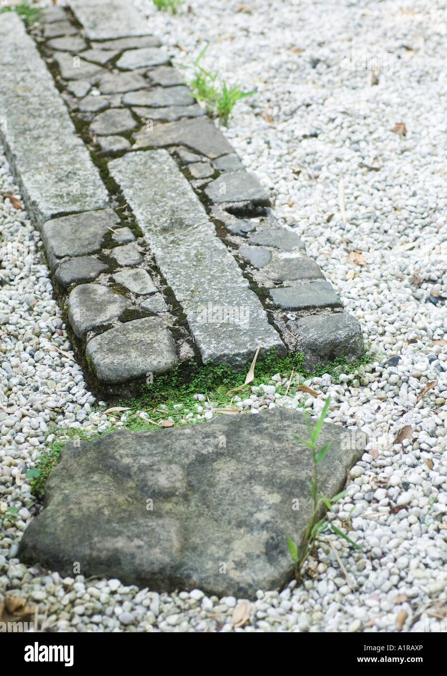 Landscaping, close-up of stone border Stock Photo - Alamy