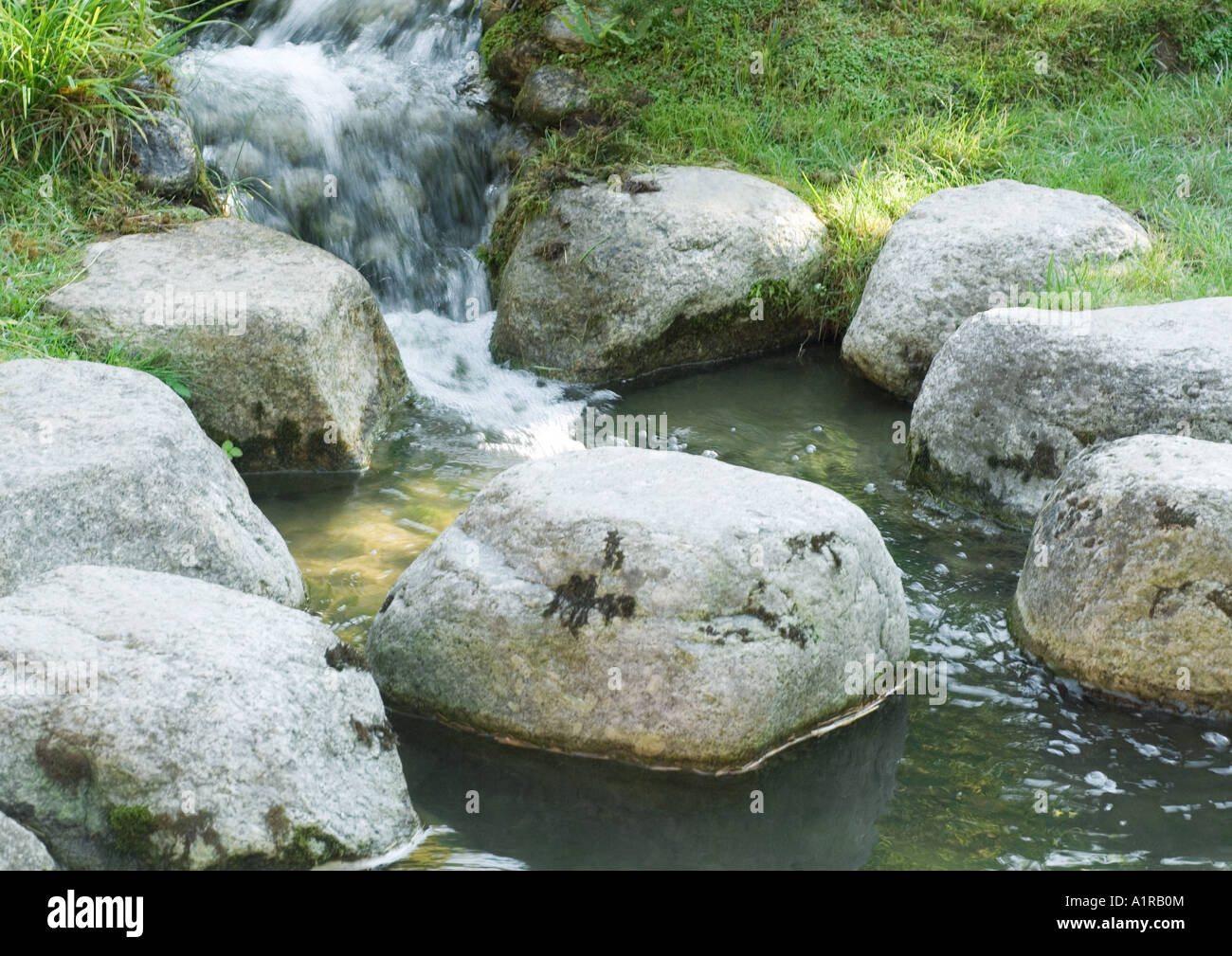 Stepping stones in stream Stock Photo - Alamy