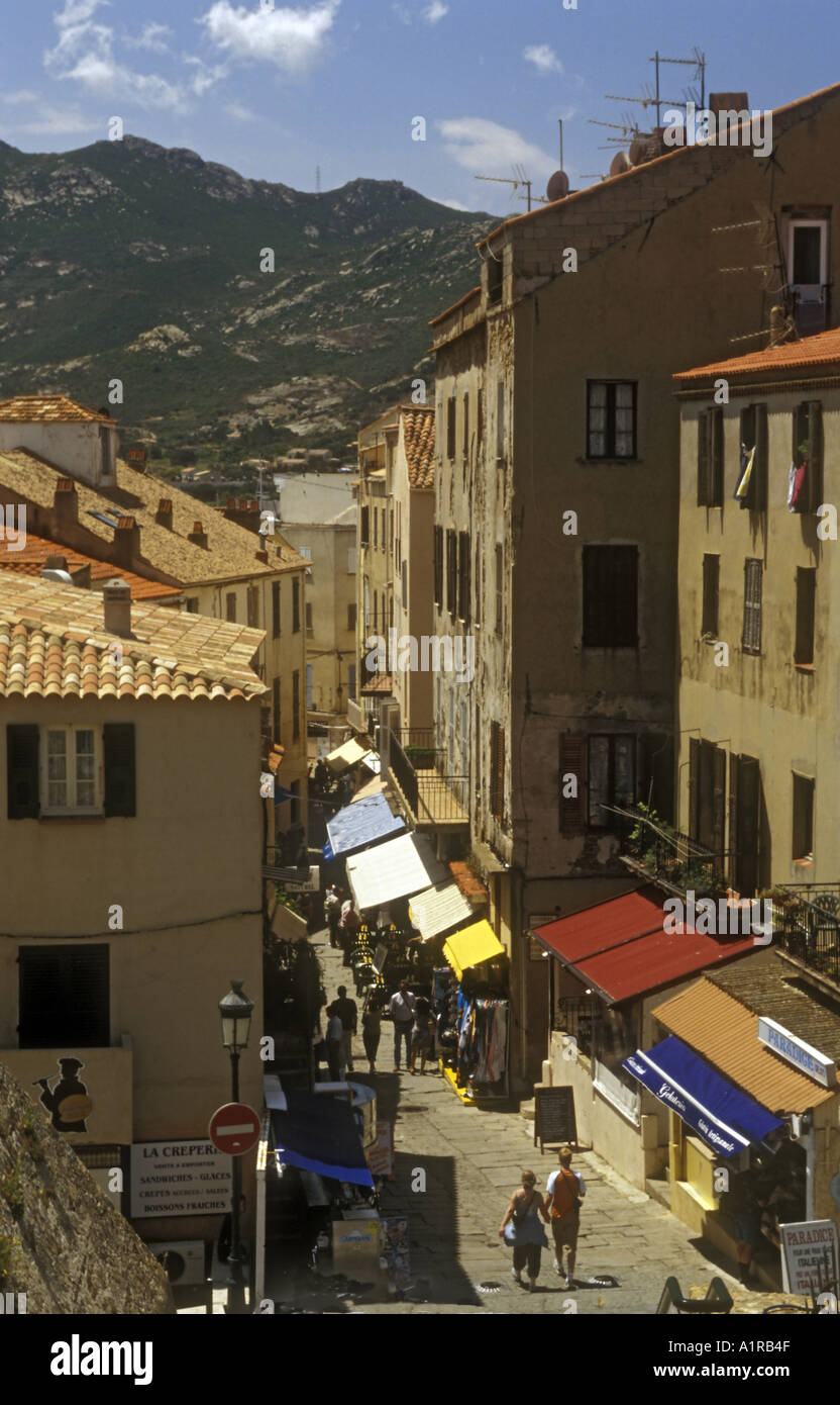CALVI OLD TOWN SHOPPING STREET CORSICA FRANCE Stock Photo - Alamy