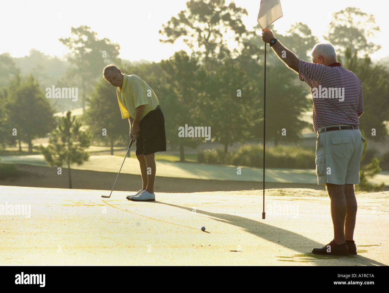 Senior men on golf course Stock Photo - Alamy
