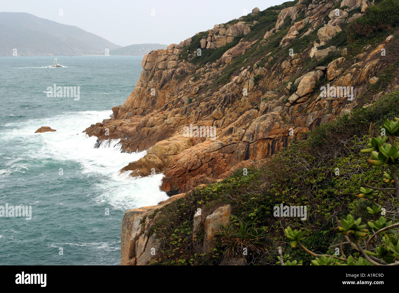 Giant wave Rocky beach Impact sea mountain Spray cliff Stock Photo - Alamy