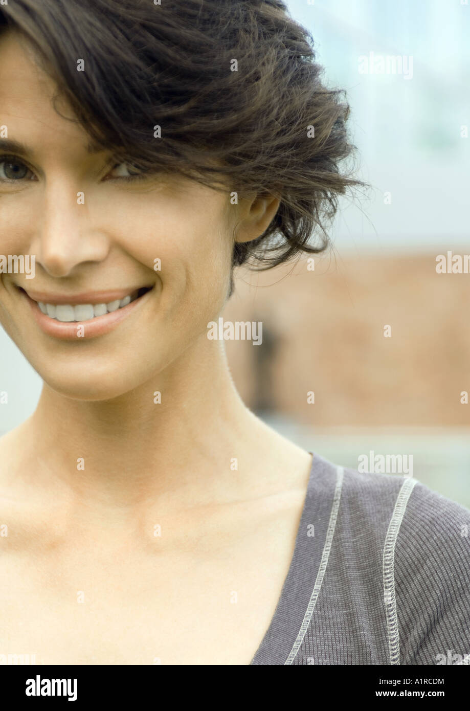 Woman smiling, portrait Stock Photo - Alamy