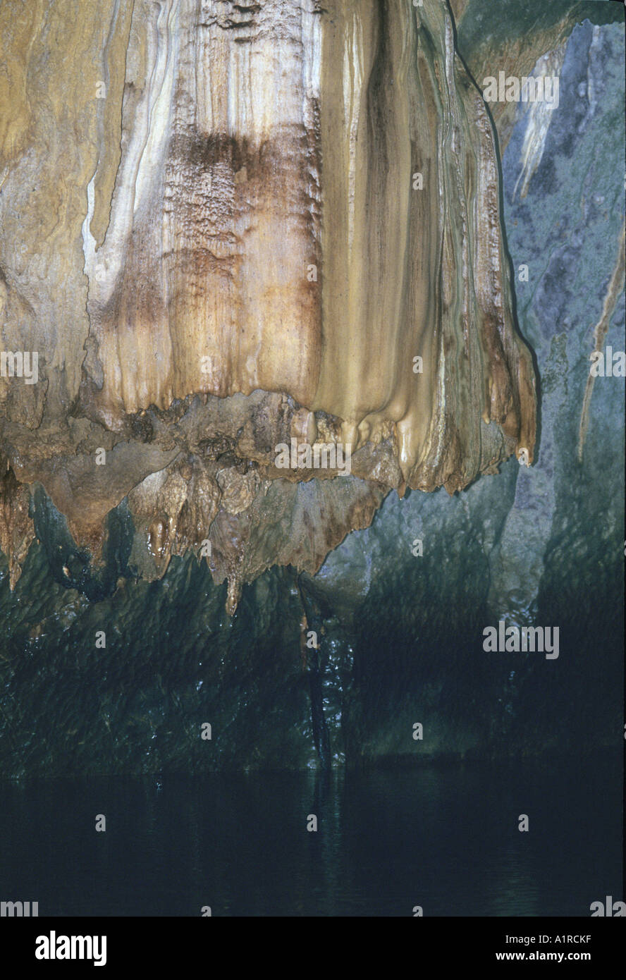 A detail of the underground river cave wall in puerto princessa ...