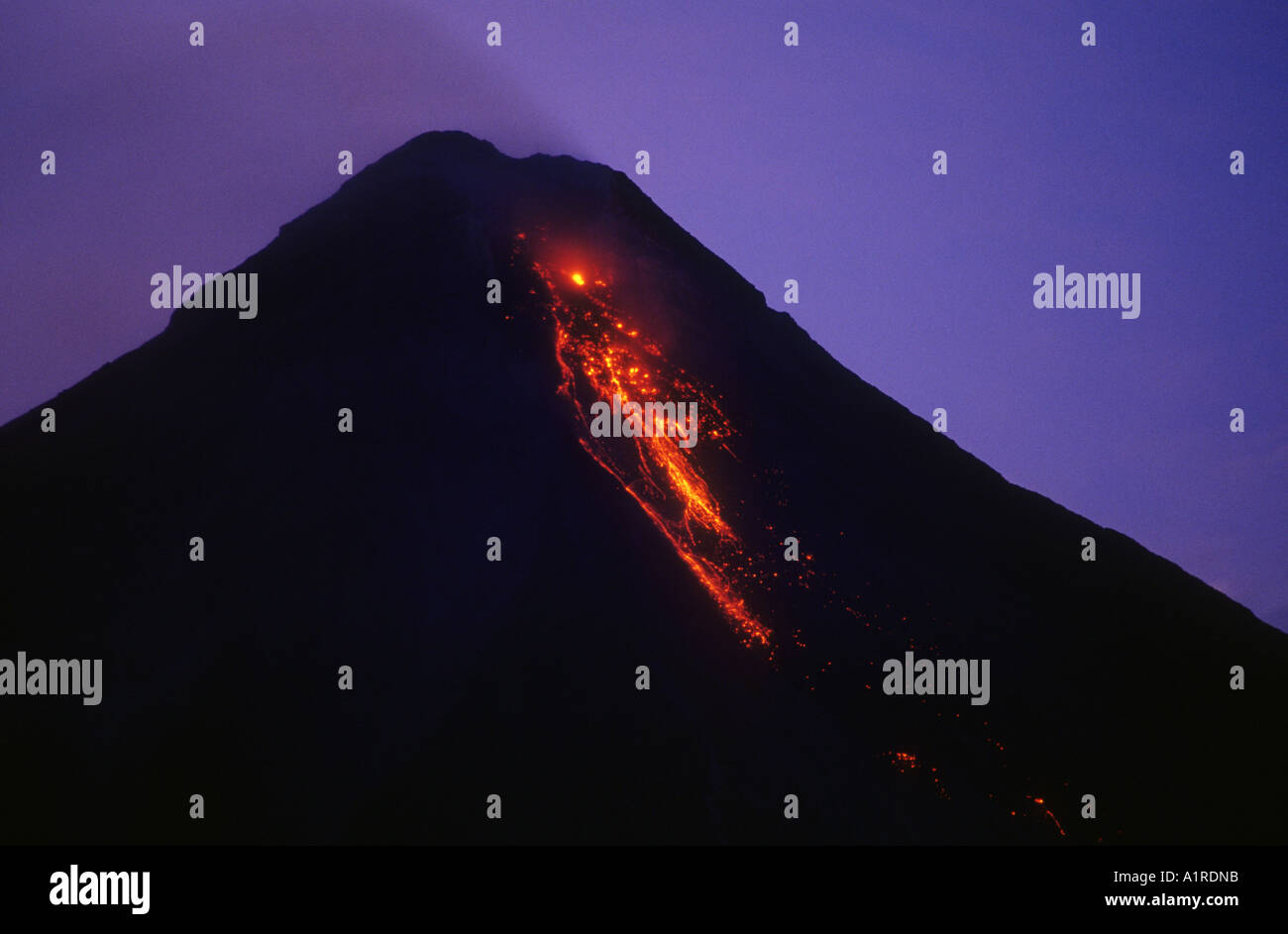 Mayon volcano in Albay province in the Philippines is erupting. Lava is ...