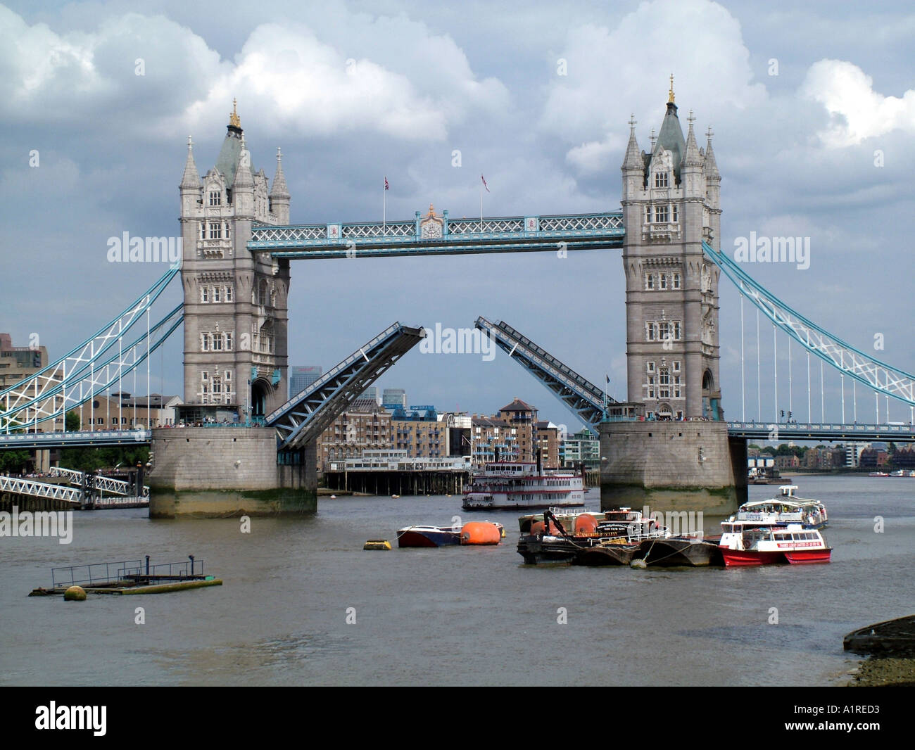 Tower Bridge with roadway raised London England UK Stock Photo - Alamy