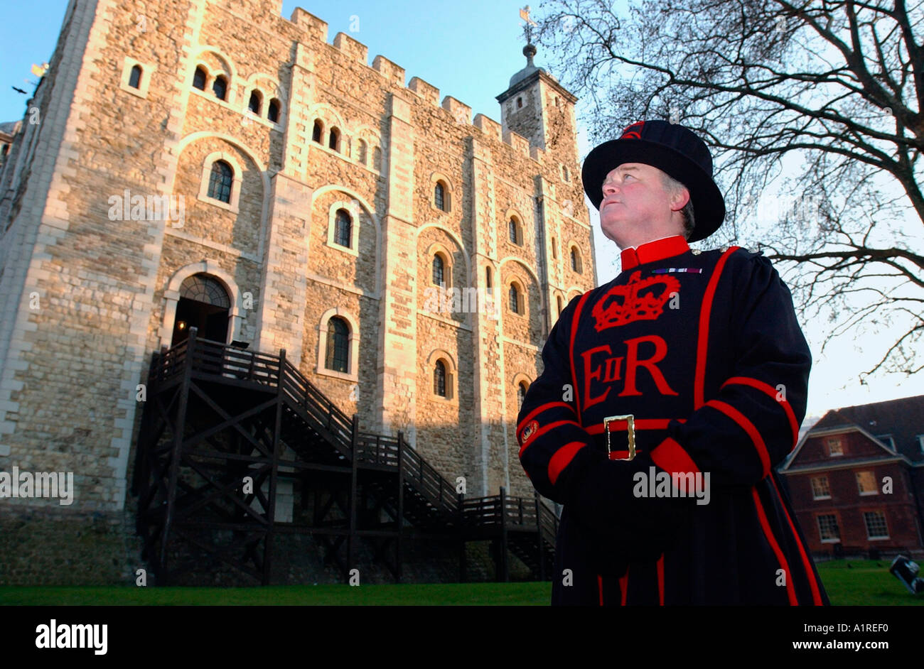 Tower of london beefeater raven hi-res stock photography and images - Alamy