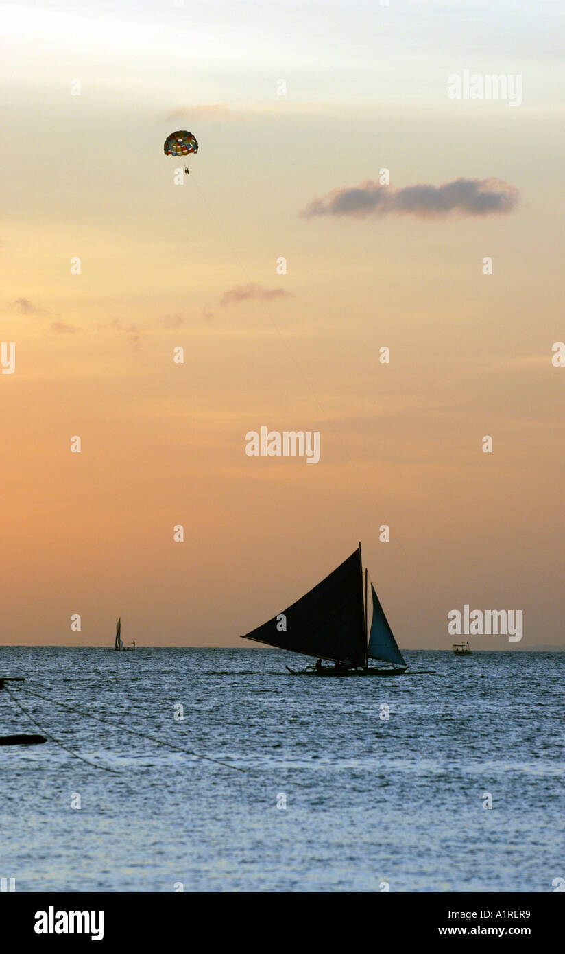 Para-sailing is a favorite sport in Boracay, Philippines Stock Photo ...