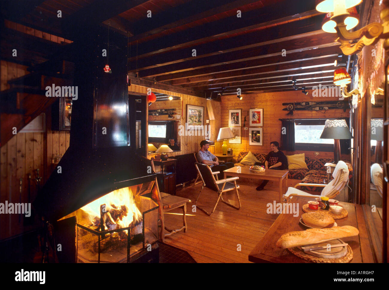Afternoon tea in a typical chalet, Avoriaz, Savoie, French Alps, France ...
