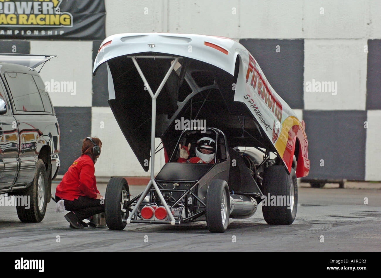 Firestorm jet powered funny car at Shakespeare County Raceway drag ...