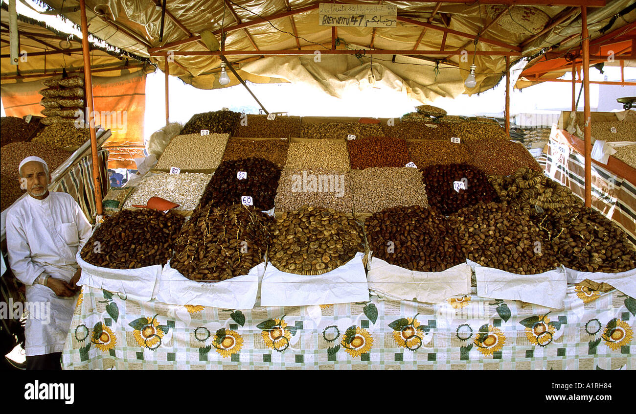 Nut stall shop in djemaa el fnar Marrakesh Morocco Stock Photo - Alamy