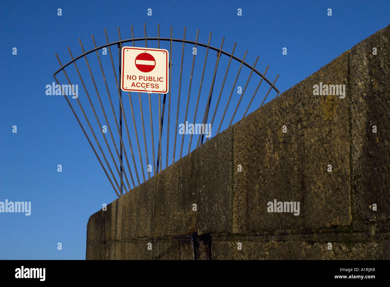no entry sign on top of wall Stock Photo - Alamy