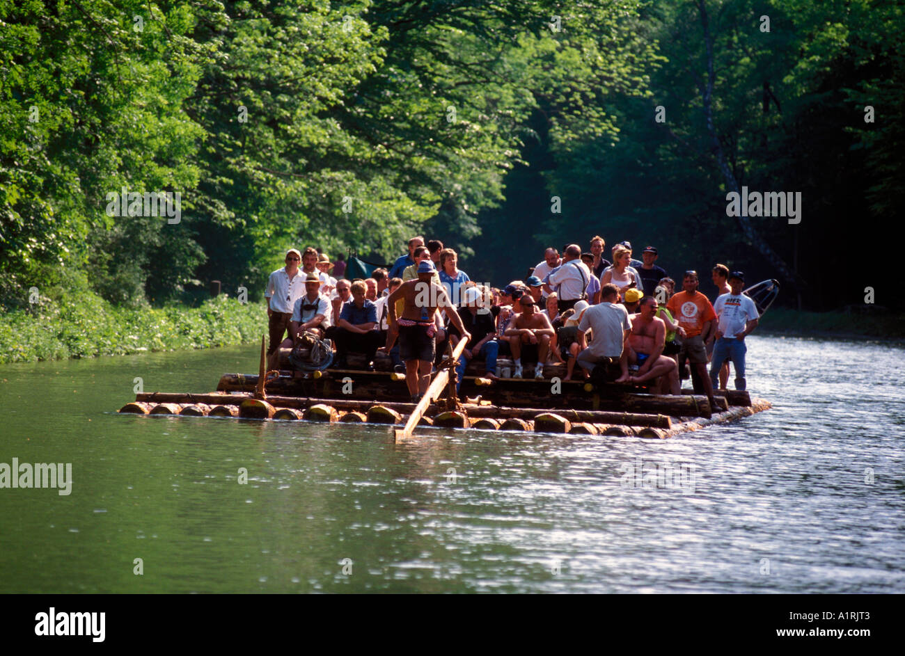 Voyage by raft on river Isar at Munich Bavaria Germany Stock Photo - Alamy