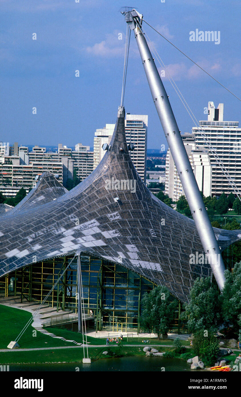 Olympic indoor swimming pool at the Olympic ground Munich Bavaria ...