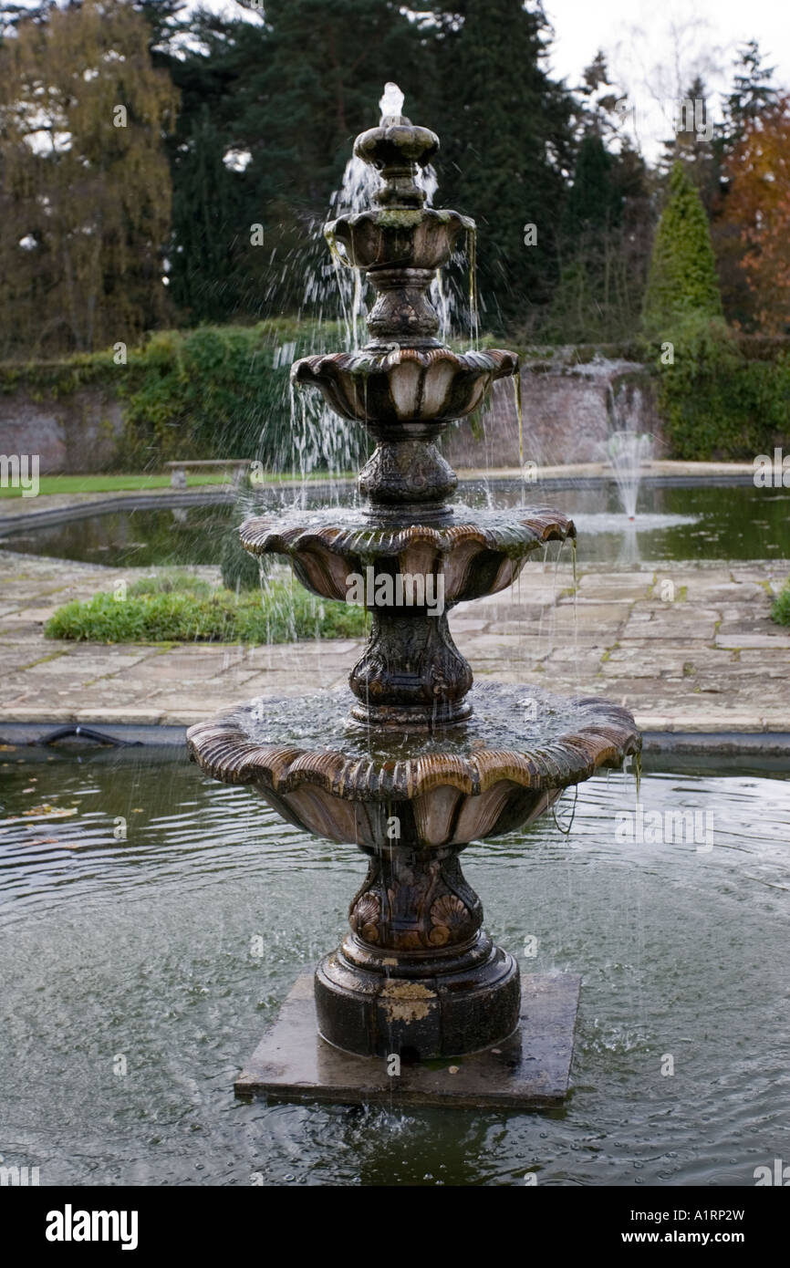 Decorative four tier water fountain Worcestershire UK Stock Photo - Alamy
