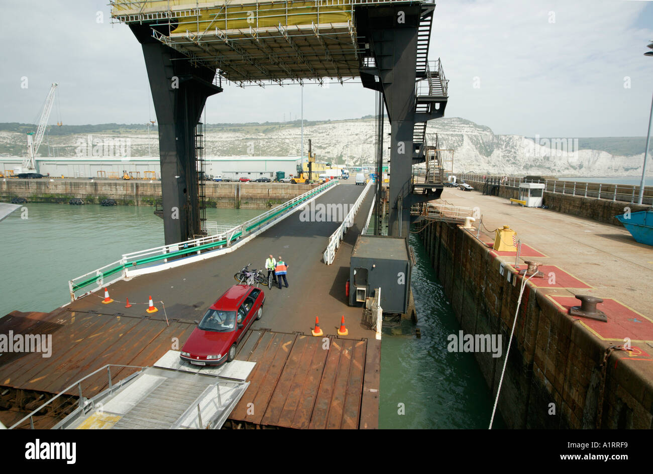 Vehicle Loading Ramp Cross Channel Ferry In Dock Dover UK Stock Photo ...