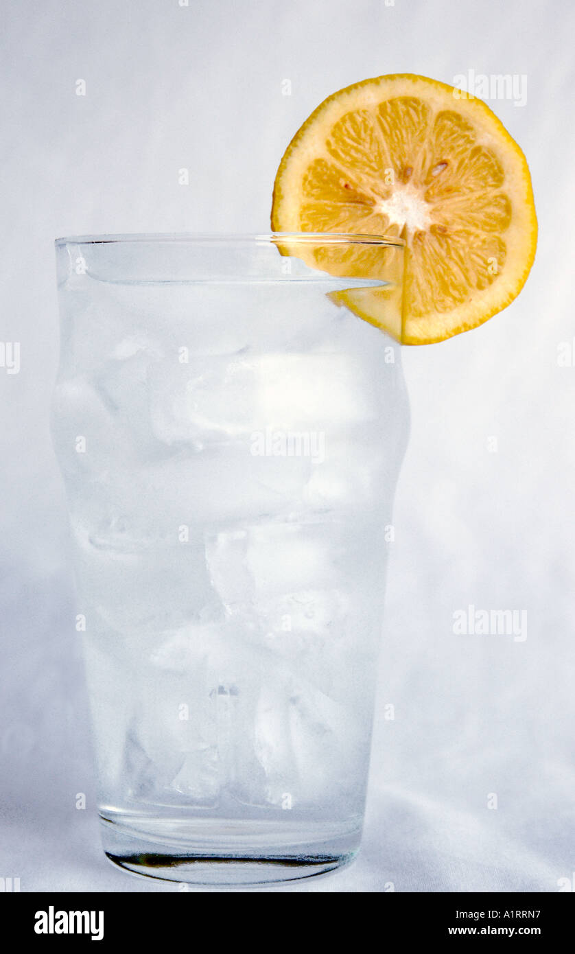 Ice Water with Lemon 1 Stock Photo - Alamy