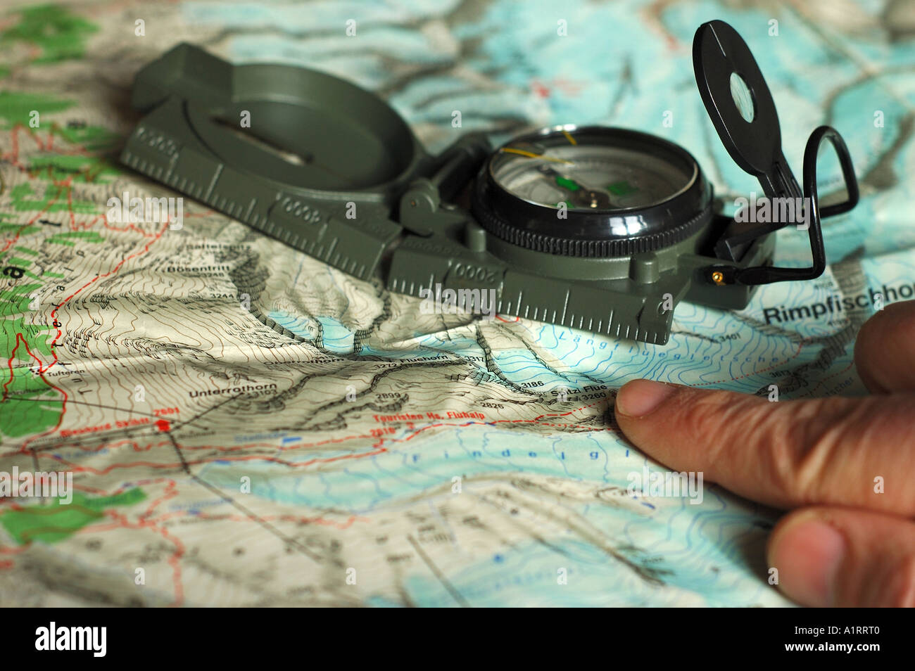 Hiking map and compass (2 Stock Photo - Alamy