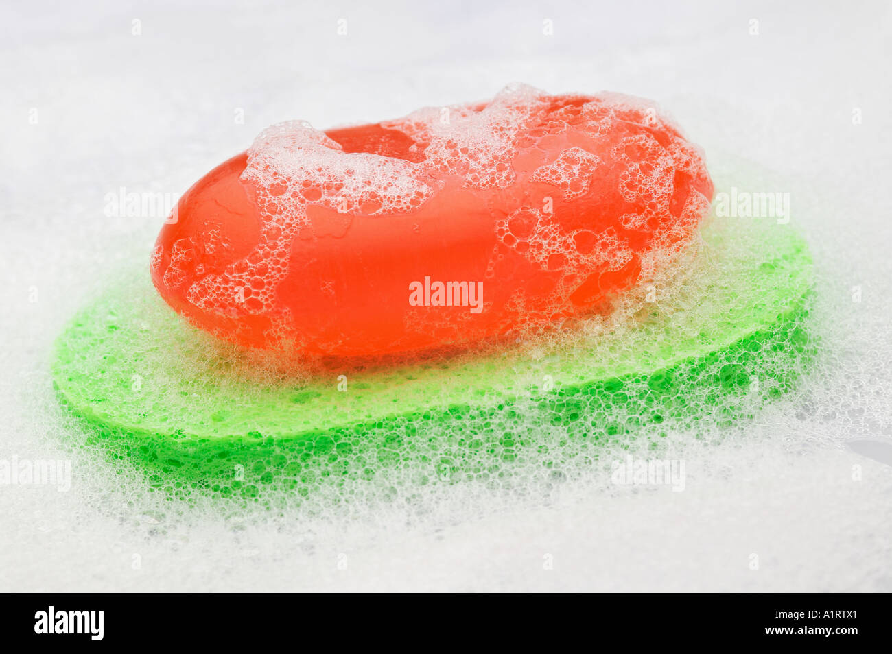 Soap on sponge Stock Photo - Alamy