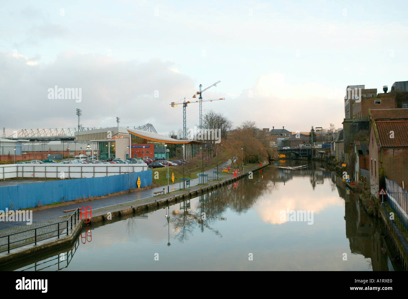 Winter Evening River Wensum and Colman Bridge from Novi Sad Bridge ...