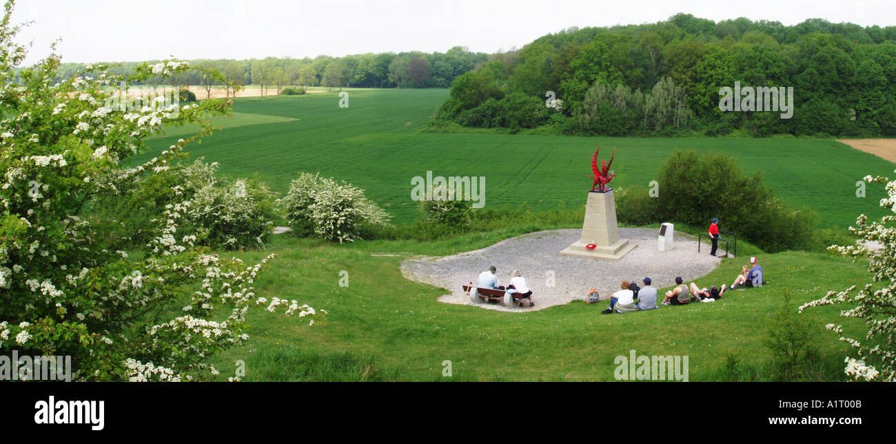Memorial to the 38th Welsh Division overlooking Mametz Wood Stock Photo ...