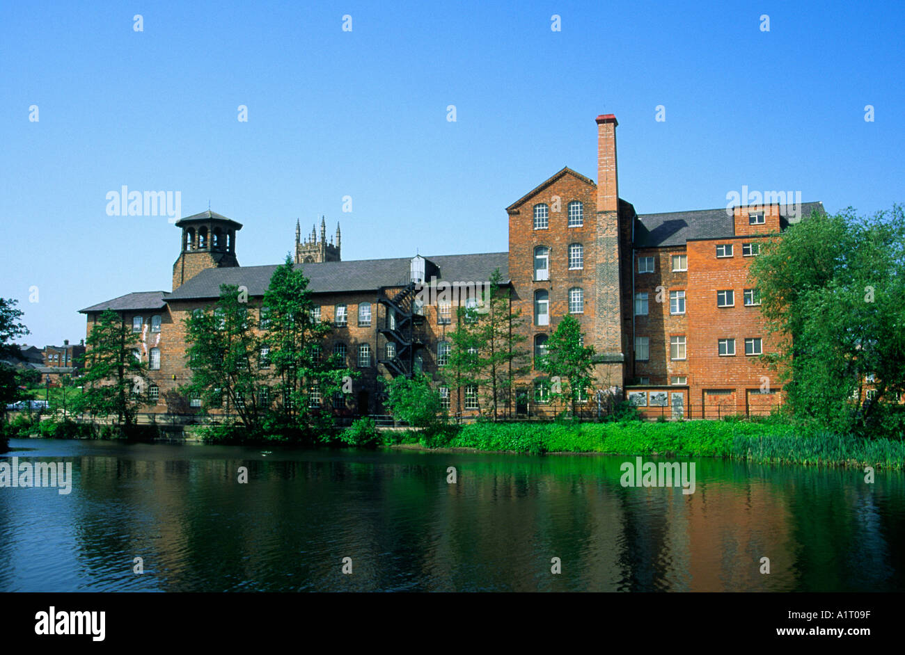 Industrial Museum in old silk mill and River Derwent Derby England ...